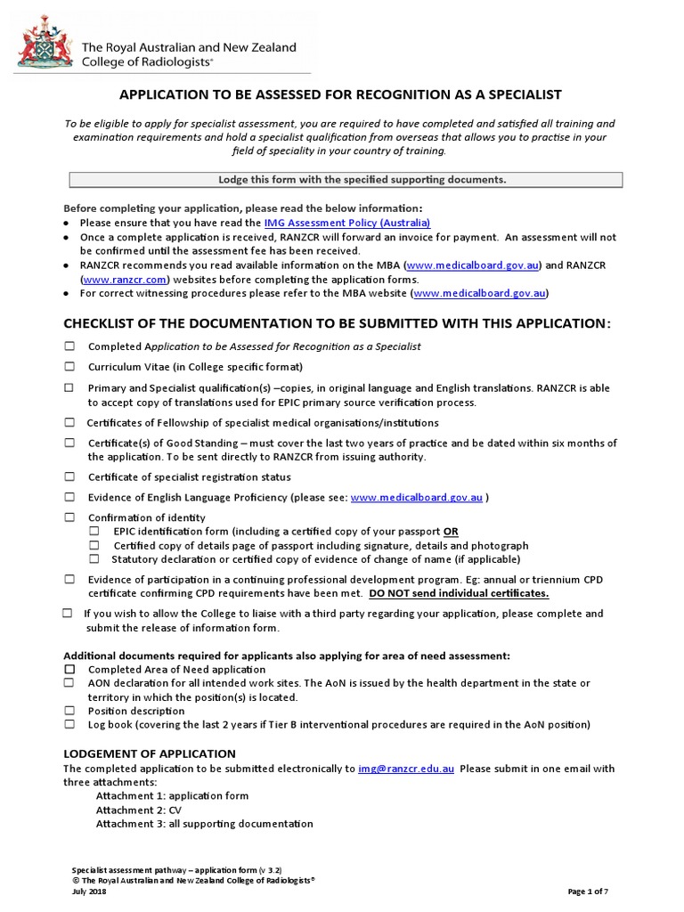 Specialist Pathway Application Form | PDF