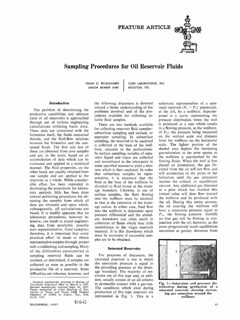 Oil Reservoir Fluid Sampling Methods | PDF | Petroleum Reservoir | Gases