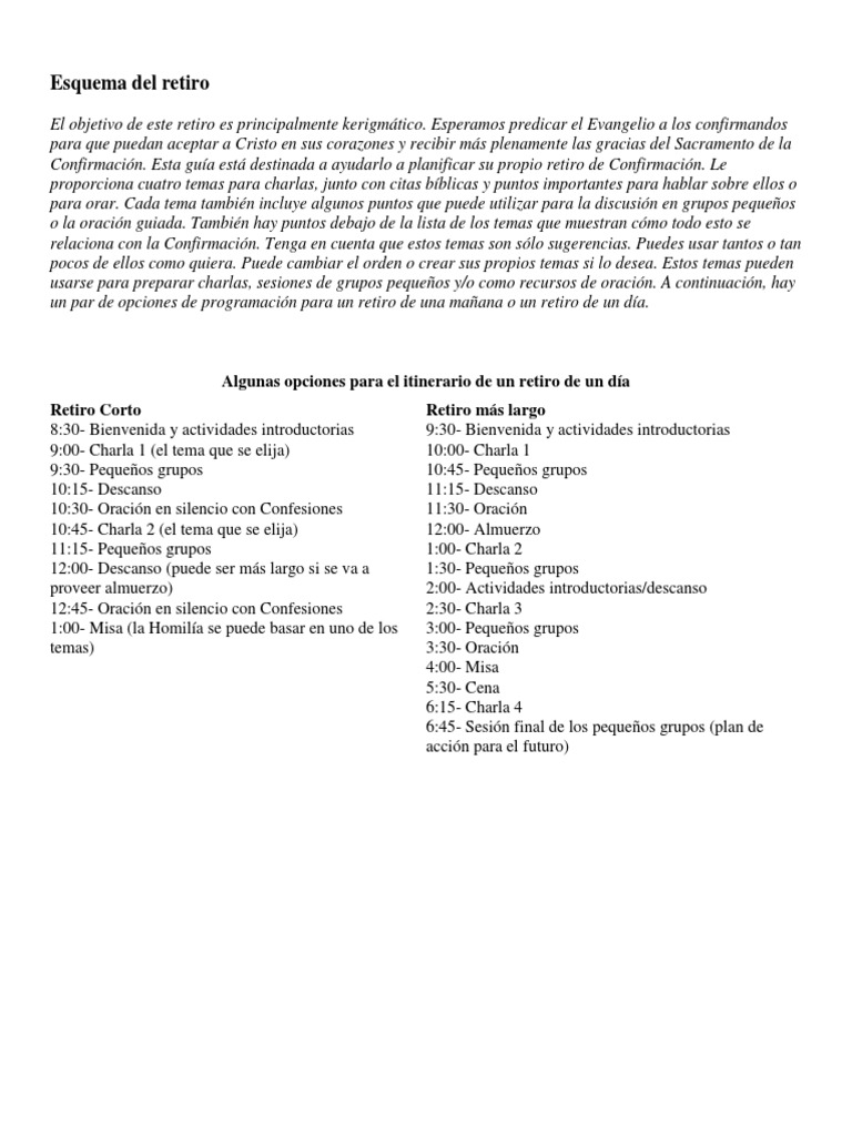 Esquema Del Retiro Parroquial | PDF | Cristo (título) | Felicidad