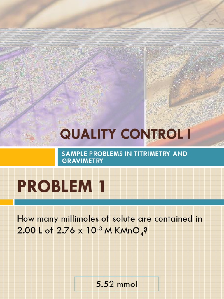 Sample Problems in Quality Control 1 | PDF | Titration | Chemistry