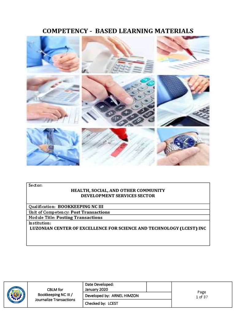 BKP CBLM Core Post Transactions | PDF | Debits And Credits | Bookkeeping