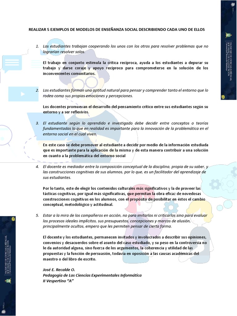 Modelos de Enseñanza Social | PDF | Maestros | Conceptos psicologicos