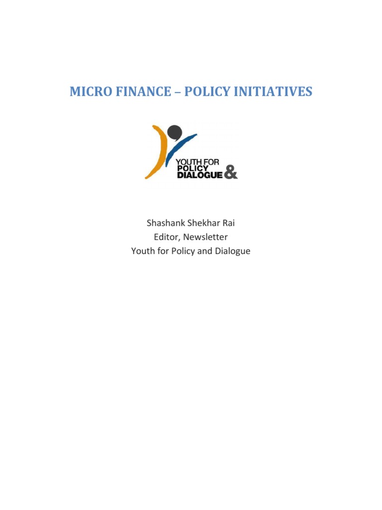 Micro Finance - Policy Initiatives | PDF | Microfinance | Banks