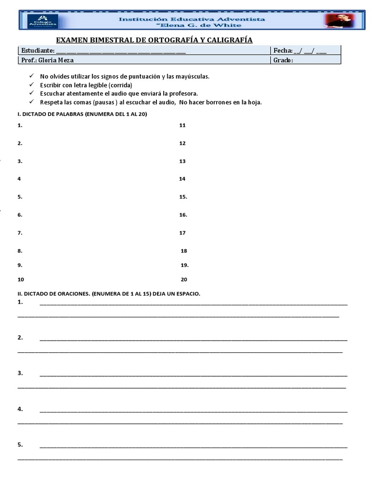 Examen Bimestral Ortografía | PDF | Ajedrez | Juegos y actividades