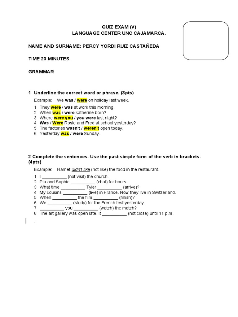 Elementary 5 QUIZ Examen | PDF