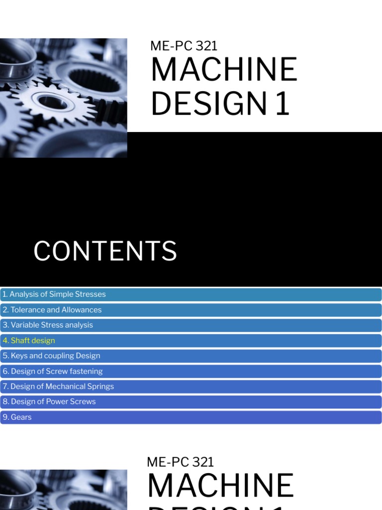 Machine Design 1: ME-PC 321 | PDF