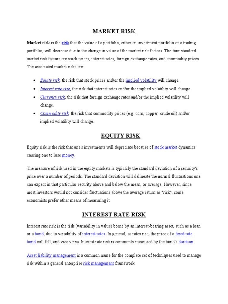 Market Risk | PDF | Financial Economics | Financial Risk
