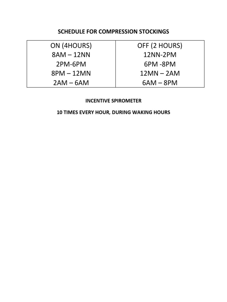 Schedule For Compression Stockings | PDF