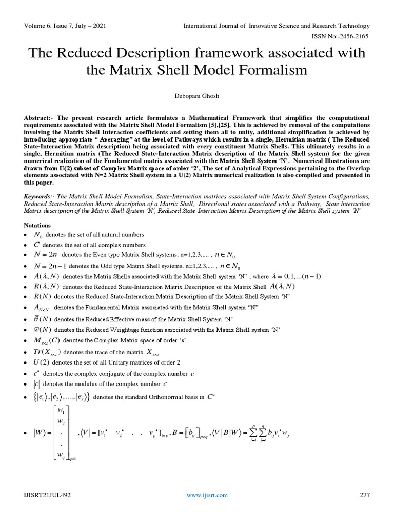 The Reduced Description Framework Associated With The Matrix Shell ...