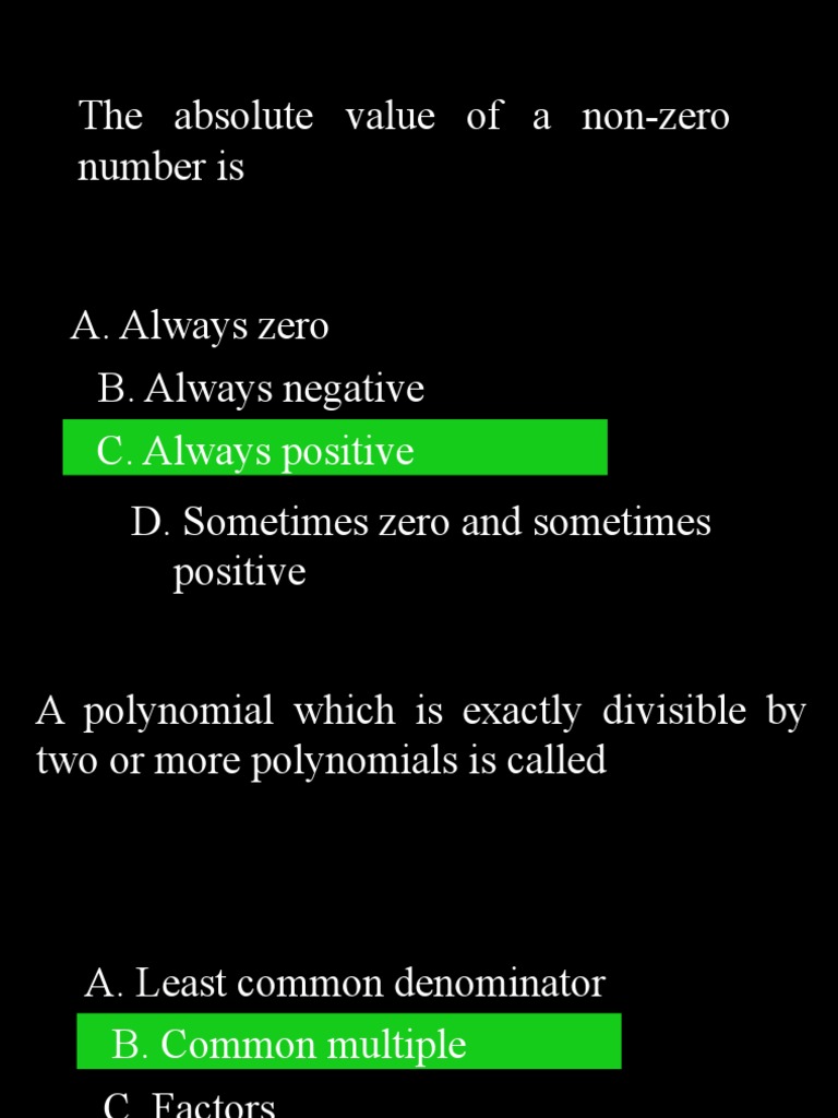 The Absolute Value of A Non-Zero Number Is | Download Free PDF | Young's Modulus | Polynomial