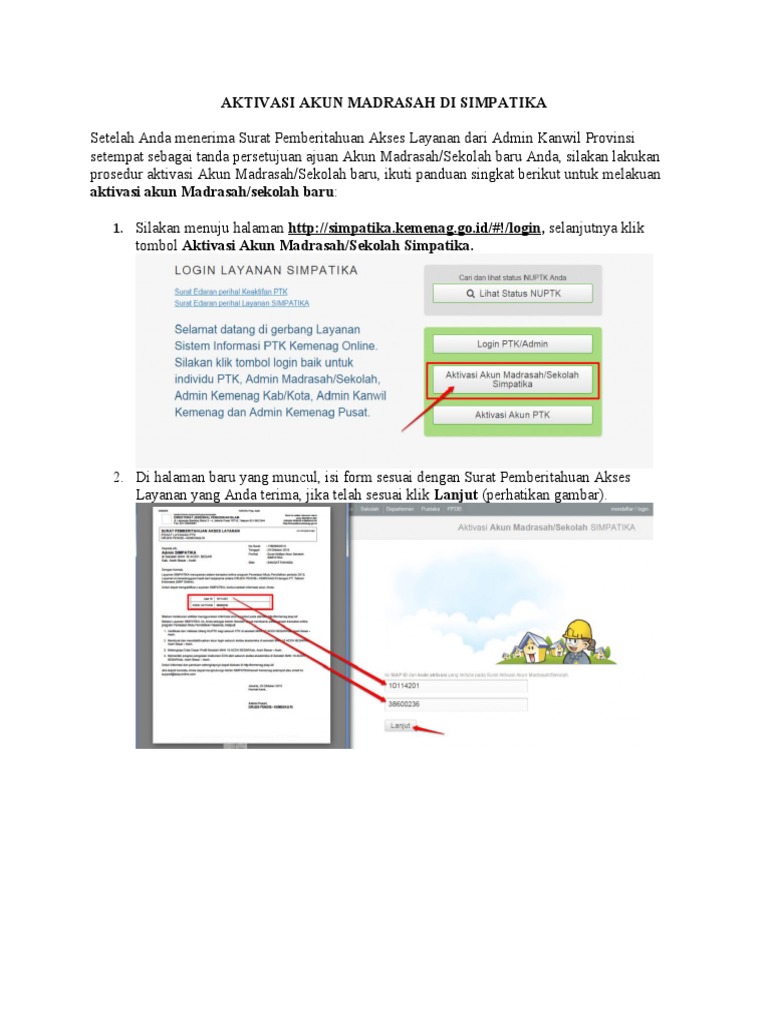 01 Aktivasi Akun Madrasah Baru Di Simpatika | PDF