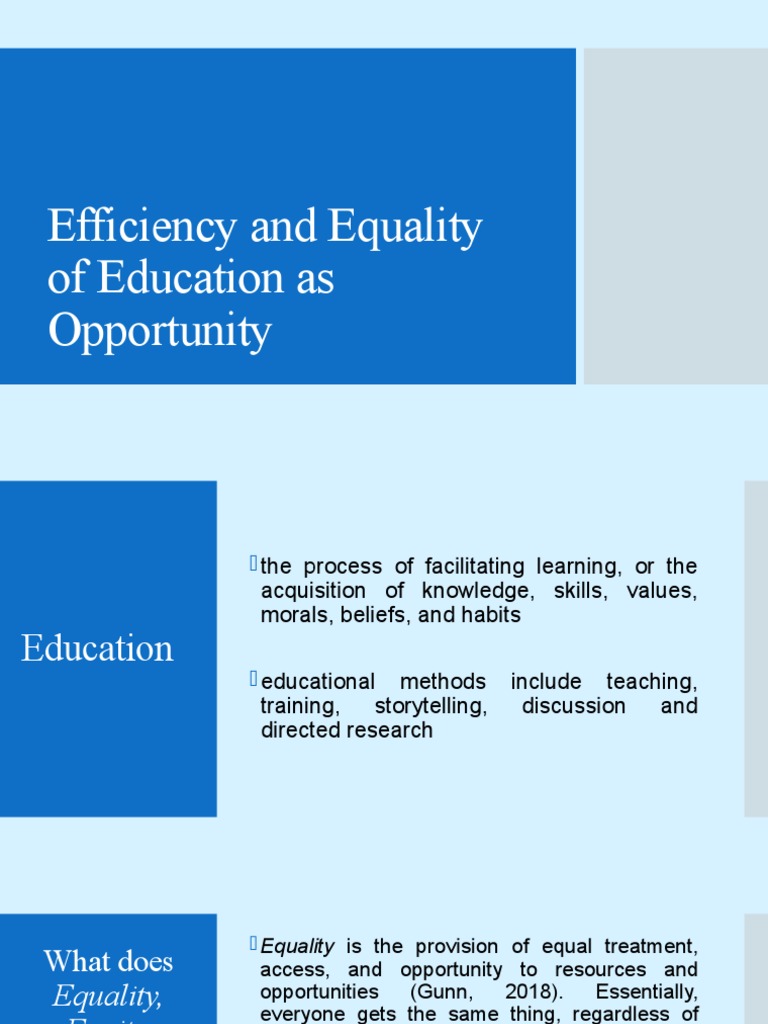Efficiency and Equality of Education As Opportunity | PDF | Social ...