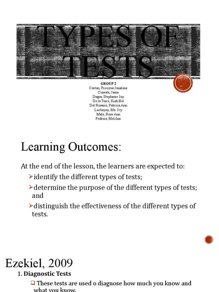 Types of Tests | PDF | Test (Assessment) | Educational Assessment And ...