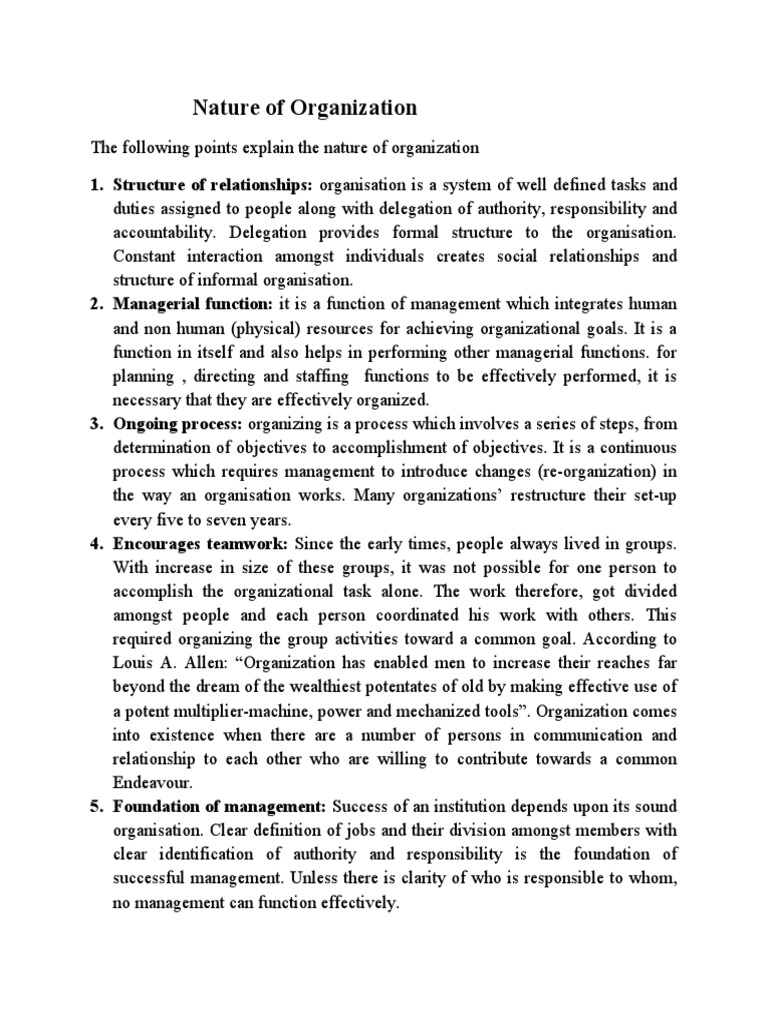 Nature of Organization | PDF