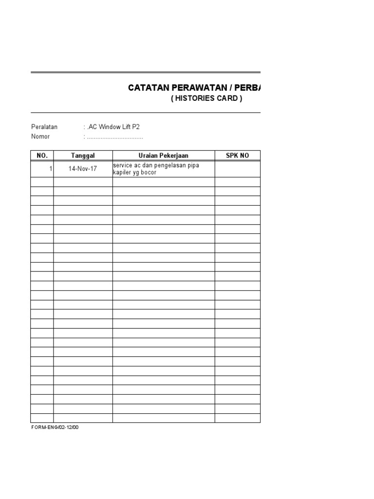 Catatan Perawatan Ahu (Ac) | PDF