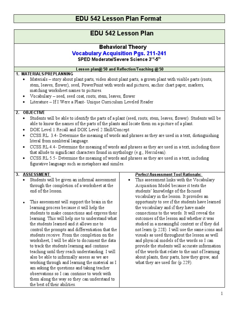 Lesson Plan - Behavioral Theory | PDF | Vocabulary | Mindset