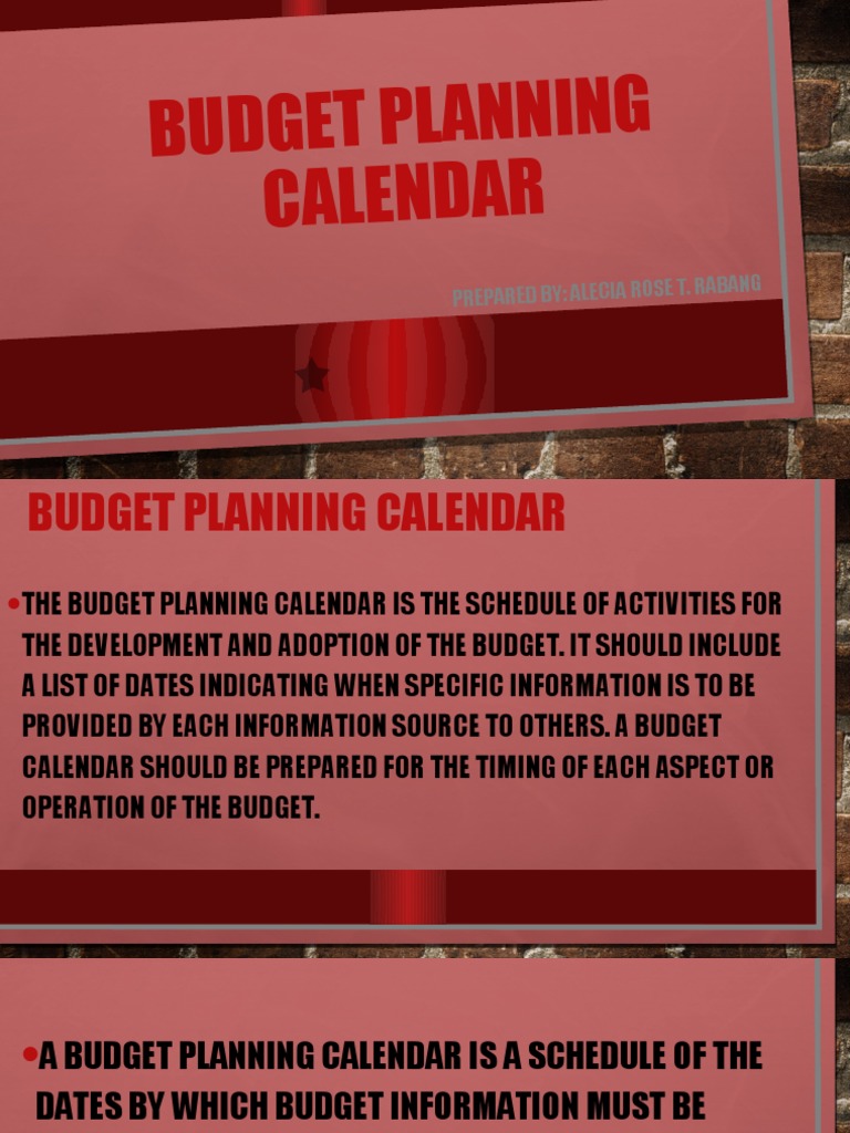 Budget Planning Calendar Guide | PDF