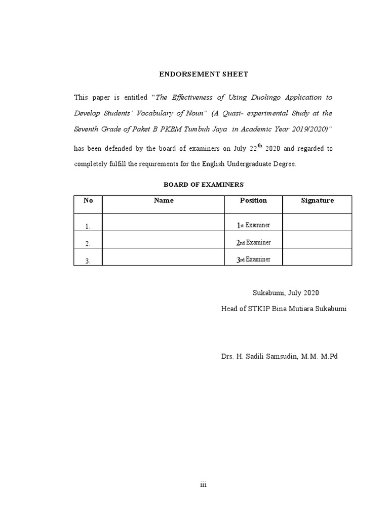 .2.endorsement Sheet | PDF