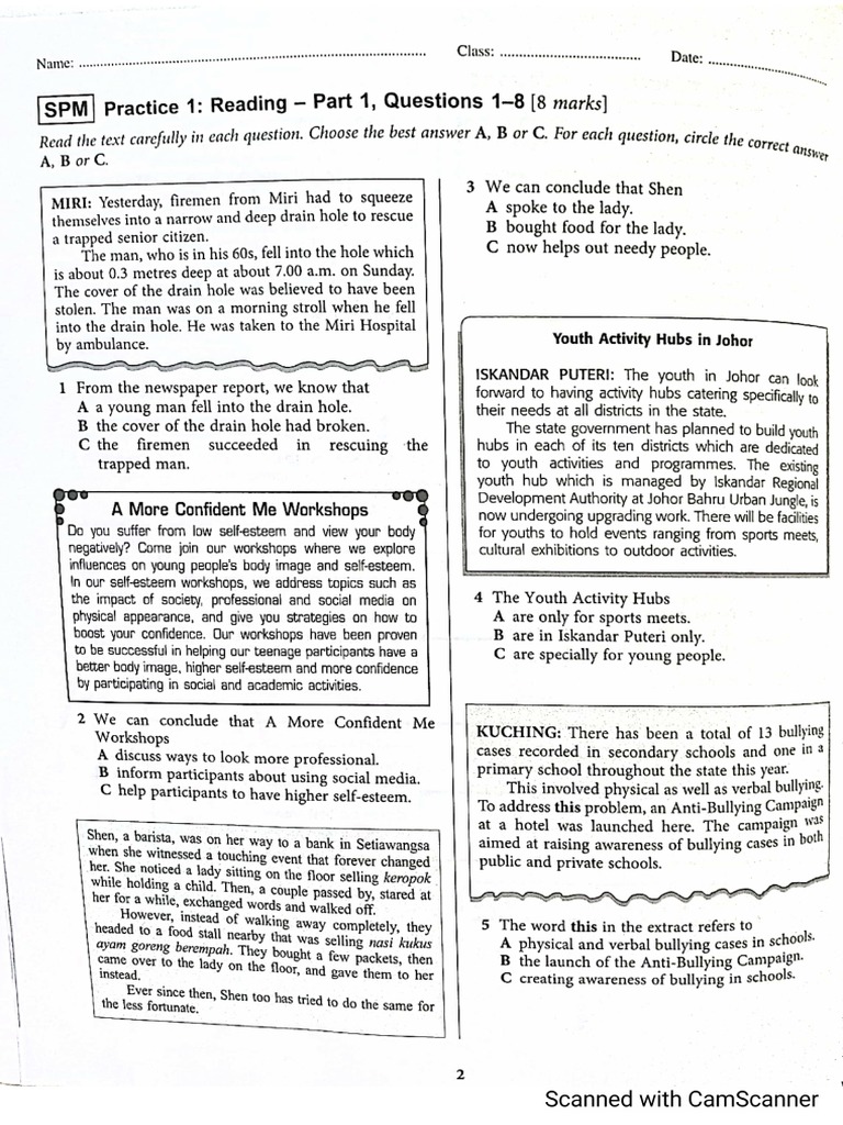 Form 4 - Reading Set 1 | PDF
