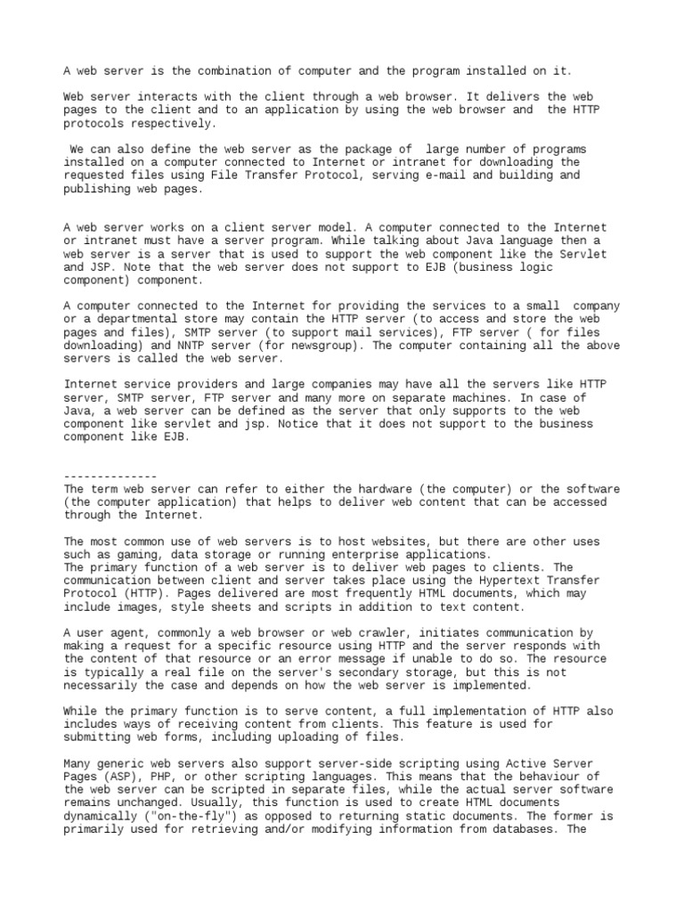 Web Server Basics | PDF | Web Server | Internet & Web