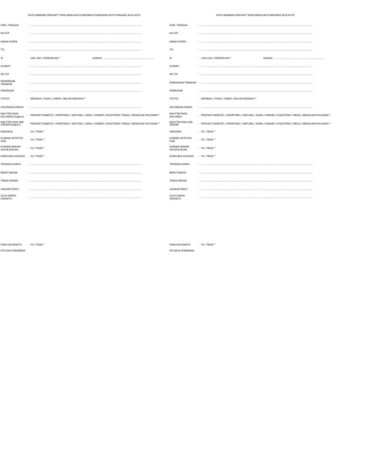 Blangko Skrining PTM 2021 | PDF