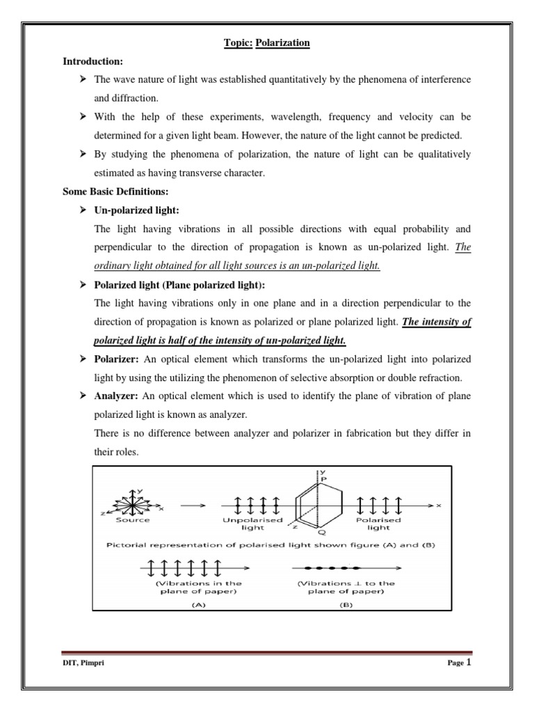 Light Polarization Explained | PDF | Polarization (Waves) | Liquid Crystal