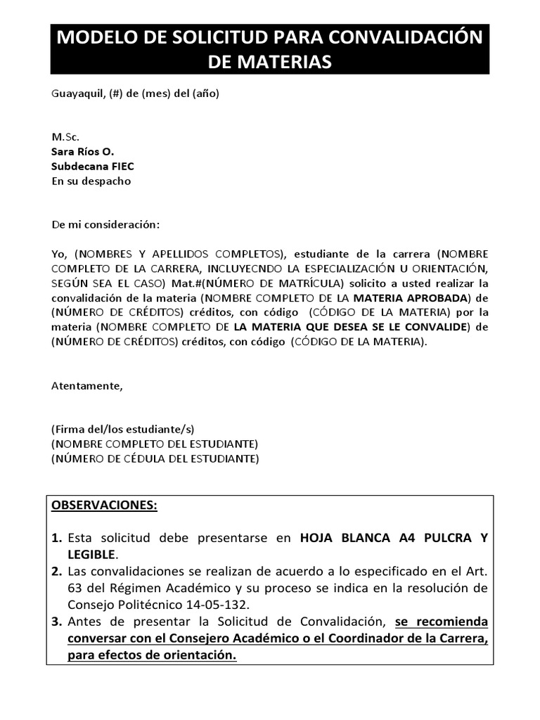 Modelo de Convalidacion | PDF