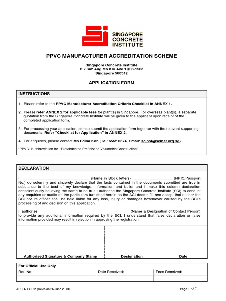 PPVC Manufacturer Accreditation Scheme: Application Form | PDF ...