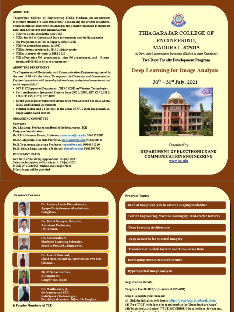 Deep Learning For Image Analysis FDP BROCHURE Final - 20 07 2021 | PDF ...