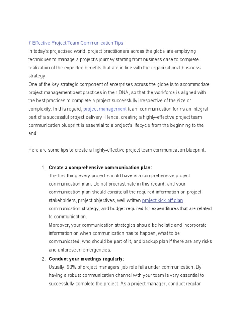 7 Effective Project Team Communication Tips | PDF | Project Management ...
