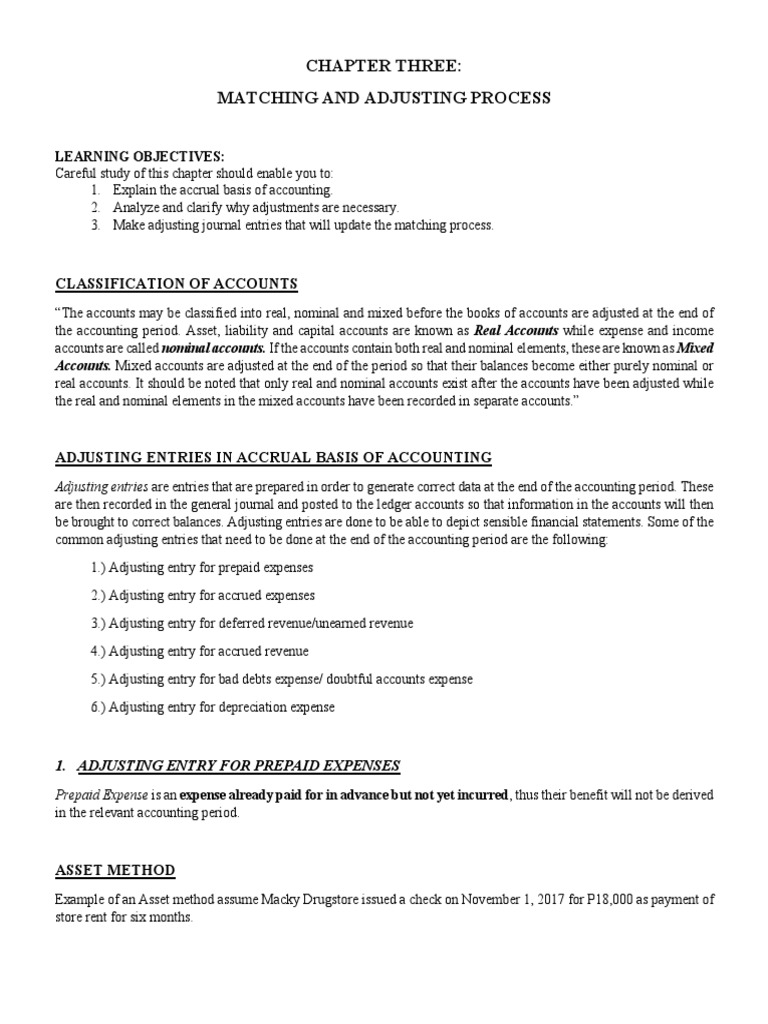 C3 - Matching and Adjusting Process | PDF | Deferral | Debits And Credits
