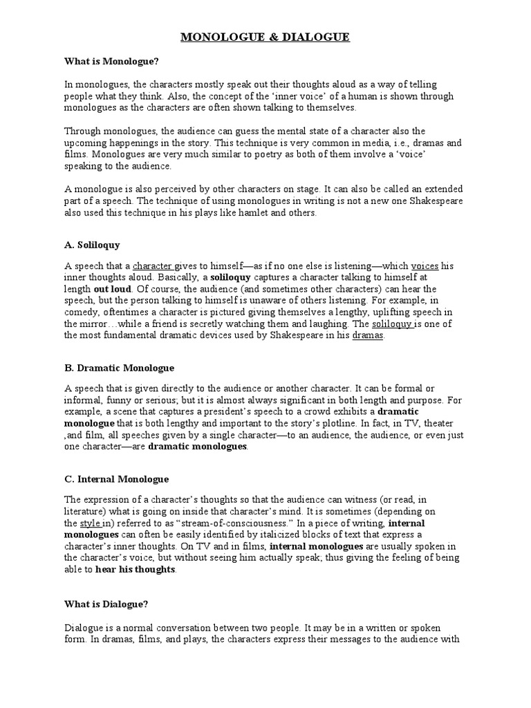 MONOLOGUE & Dialogue | Download Free PDF | Monologue | Human Communication