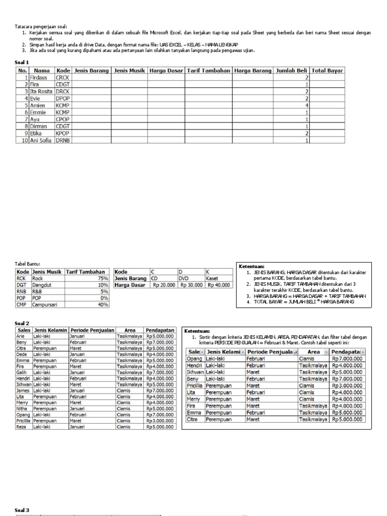 Soal dan Latihan Pivot Table Excel | PDF