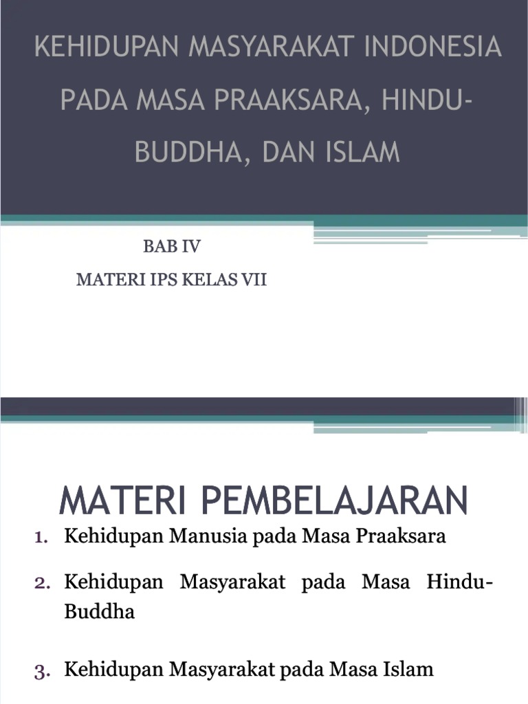 Masyarakat Indonesia Pada Masa Praaksara Hindu Budha Dan Islam | PDF | Ilmu Sosial