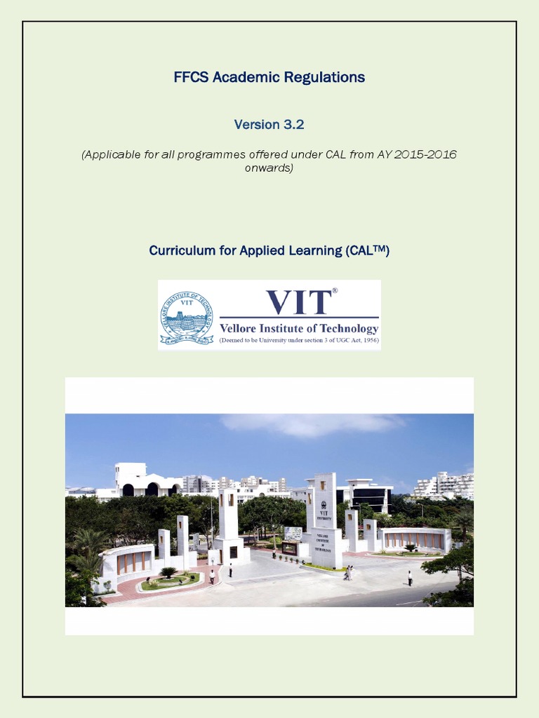 FFCS-Academic Regulations 3.2 | PDF | Course Credit | Thesis