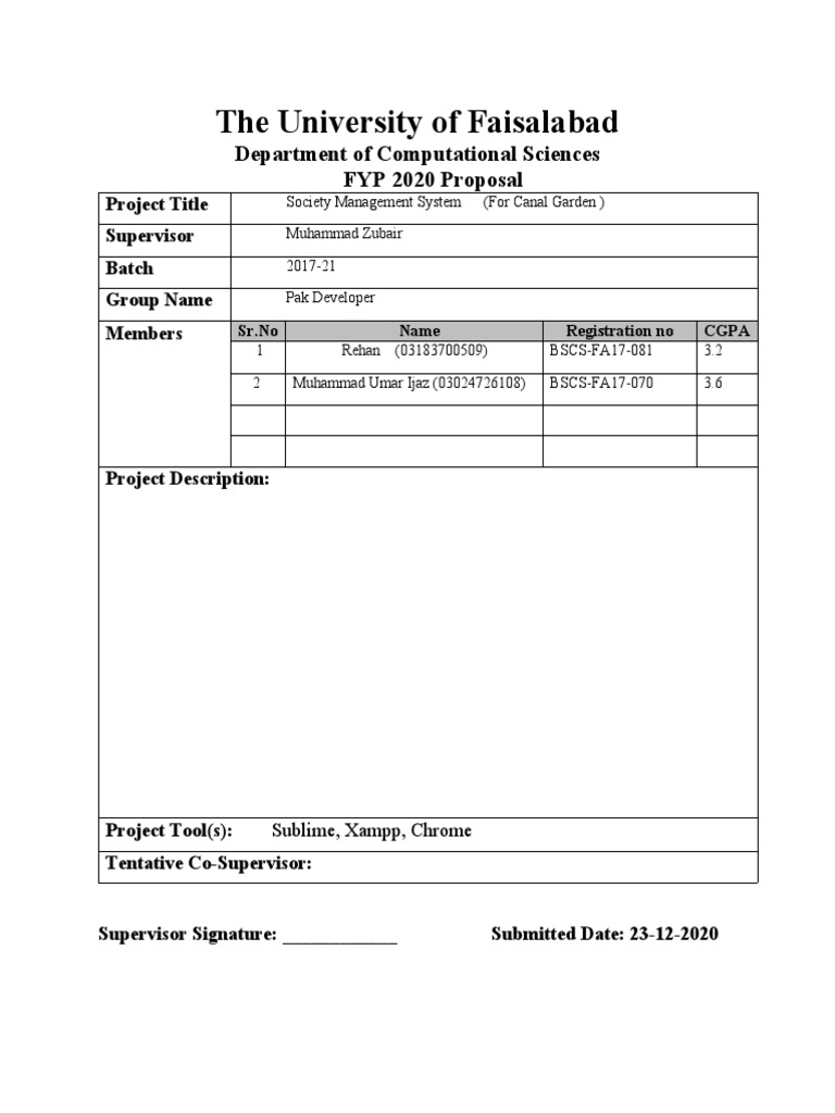 FYP 2020 Proposal Society Management System | PDF