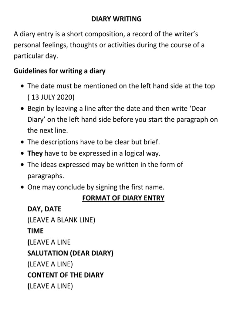 Class 6th - DIARY WRITING (English) | PDF