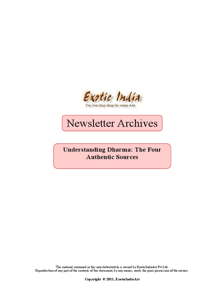 Understanding Dharma - The Four Authentic Sources | PDF | Vedas | Dharma