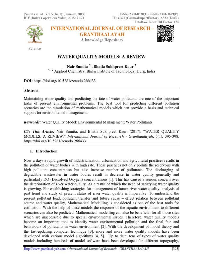 Water Quality Model | PDF | Water Quality | Water Pollution