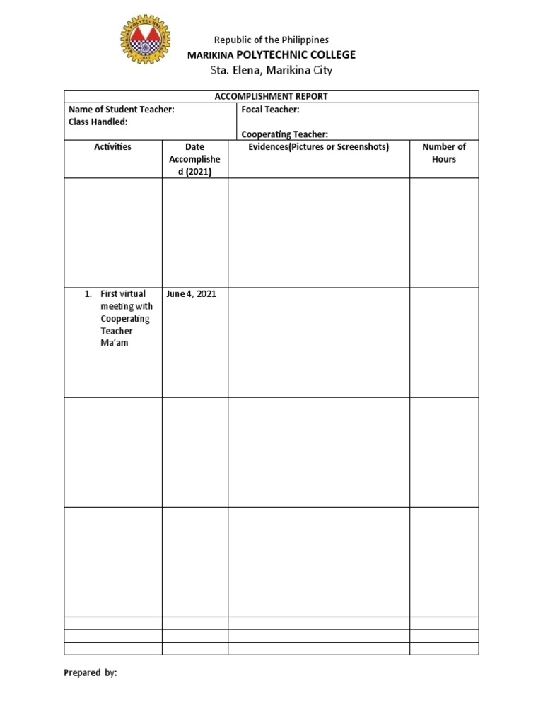 Accomplishment Report Sample Format | PDF