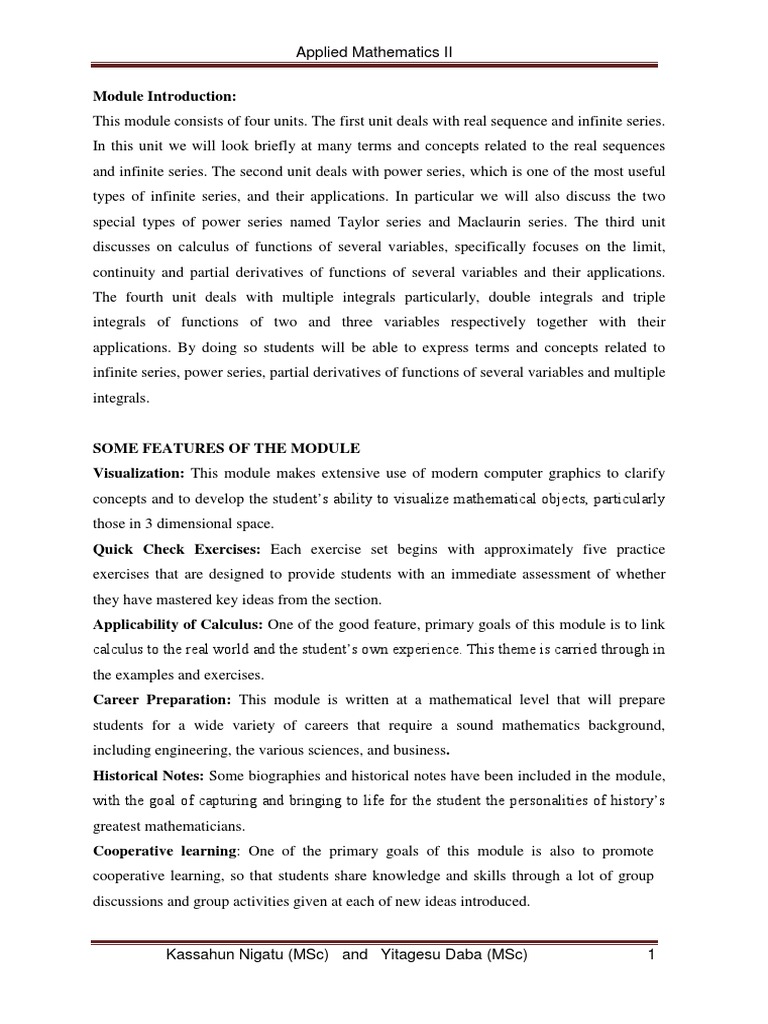 Applied Math II Module | PDF | Series (Mathematics) | Sequence