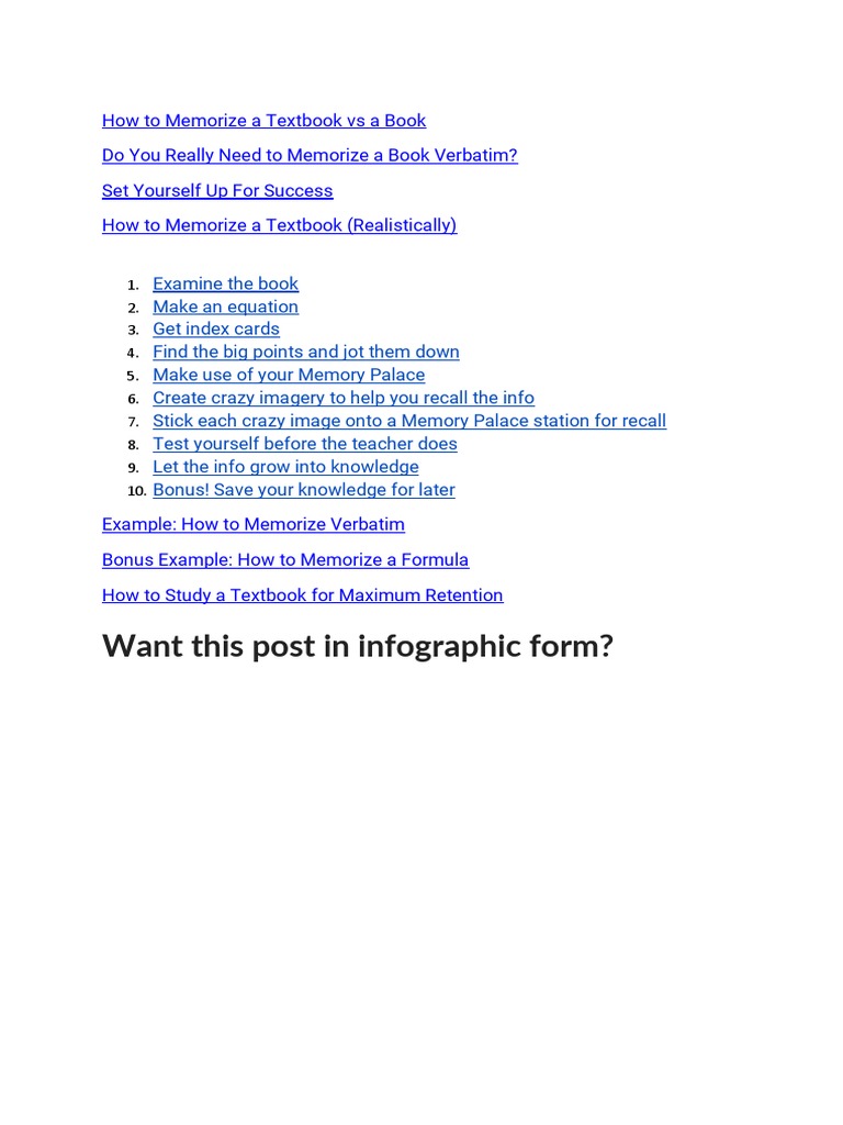 Memorization Techniques for Textbooks | PDF | Books | Textbook