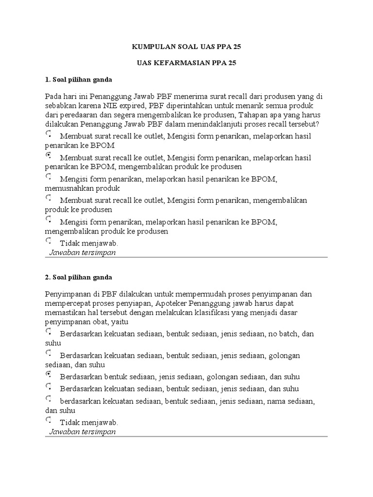 Kumpulan Soal Uas Ppa 25 | PDF