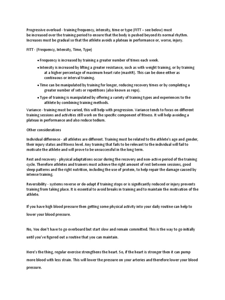 Understanding FITT for Progressive Overload | PDF | Physical Fitness | Determinants Of Health