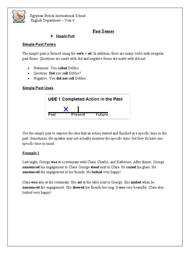Past Tenses Handout Mark Scheme | PDF | Cakes | Dances