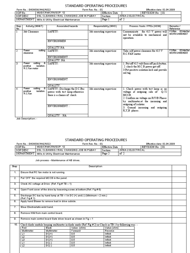 Standard Operating Procedures | PDF | Computer Engineering | Electric Power