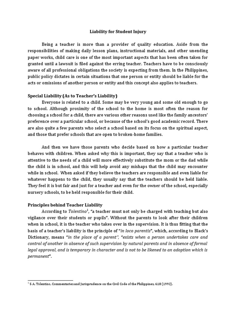 Liability For Student Injury | PDF | Legal Liability | Negligence