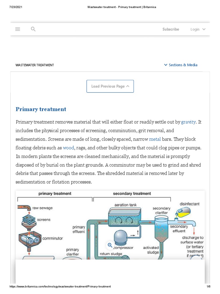Wastewater Treatment - Primary Treatment - Britannica | PDF | Sewage Treatment | Environmental ...