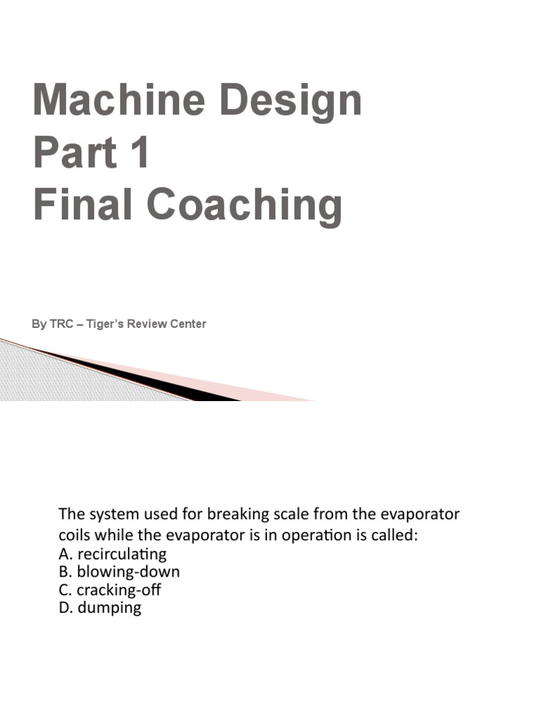 Final Coaching Overview for Machine Design | PDF | Gear | Drill