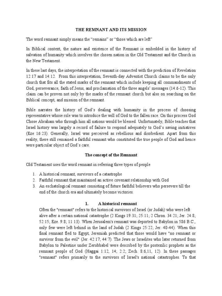 The Remnant and Its Mission | PDF | Messiah | Prophet